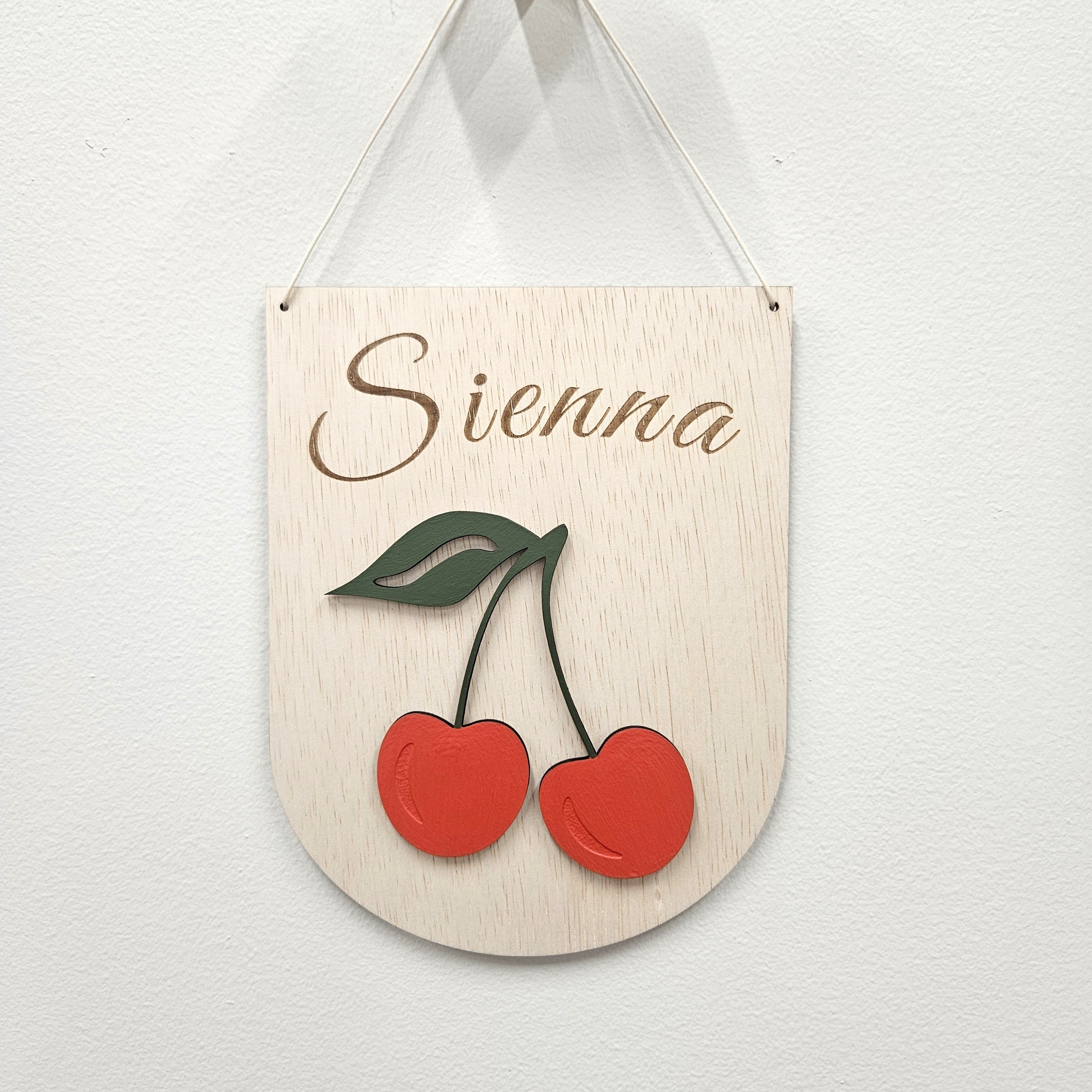 Cherry Personalised Name Sign – Cute, Colourful & Customisable! – knobbly.